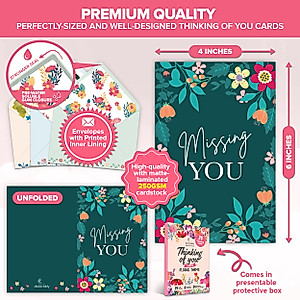 Decorably 24 Pack Floral Thinking of You Cards with Envelopes & Stickers, 24 Unique Designs Printed Message Thinking of You Cards Assortment Box with Envelopes, 6x4in Thinking of You Greeting Cards