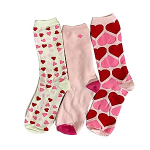 Kate Spade 3 Pair Pack Trouser Socks Polka Dot Pink Heart