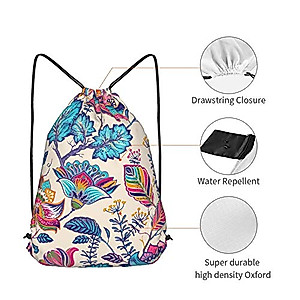 OVPSZFYO Flower Gym Drawstring Backpack Floral String Bag for Women Folding Waterproof for Yoga Shopping Sports Beach Swimming Workout Travel