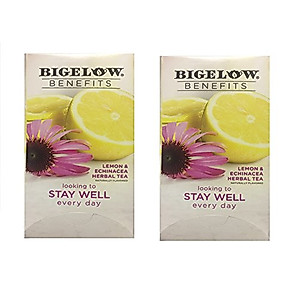 Bigelow Benefits Herbal Tea (Pack of 2) Lemon & Echinacea, 18 Count (Pack of 2)