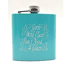Liquor Flask Women Funny Leakproof - Premium Stainless Steel Hip Flask 6oz (Blue 6oz)
