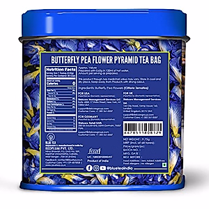 BLUE TEA - Butterfly Pea Flower Herbal Tea - 15 Pyramid Tea Bags | DETOX TEA | Direct From Source - Plant-Based Biodegradable Tea Bag | Food Coloring, Blue, Purple, Pink ICED TEA, Cooler & Mocktails