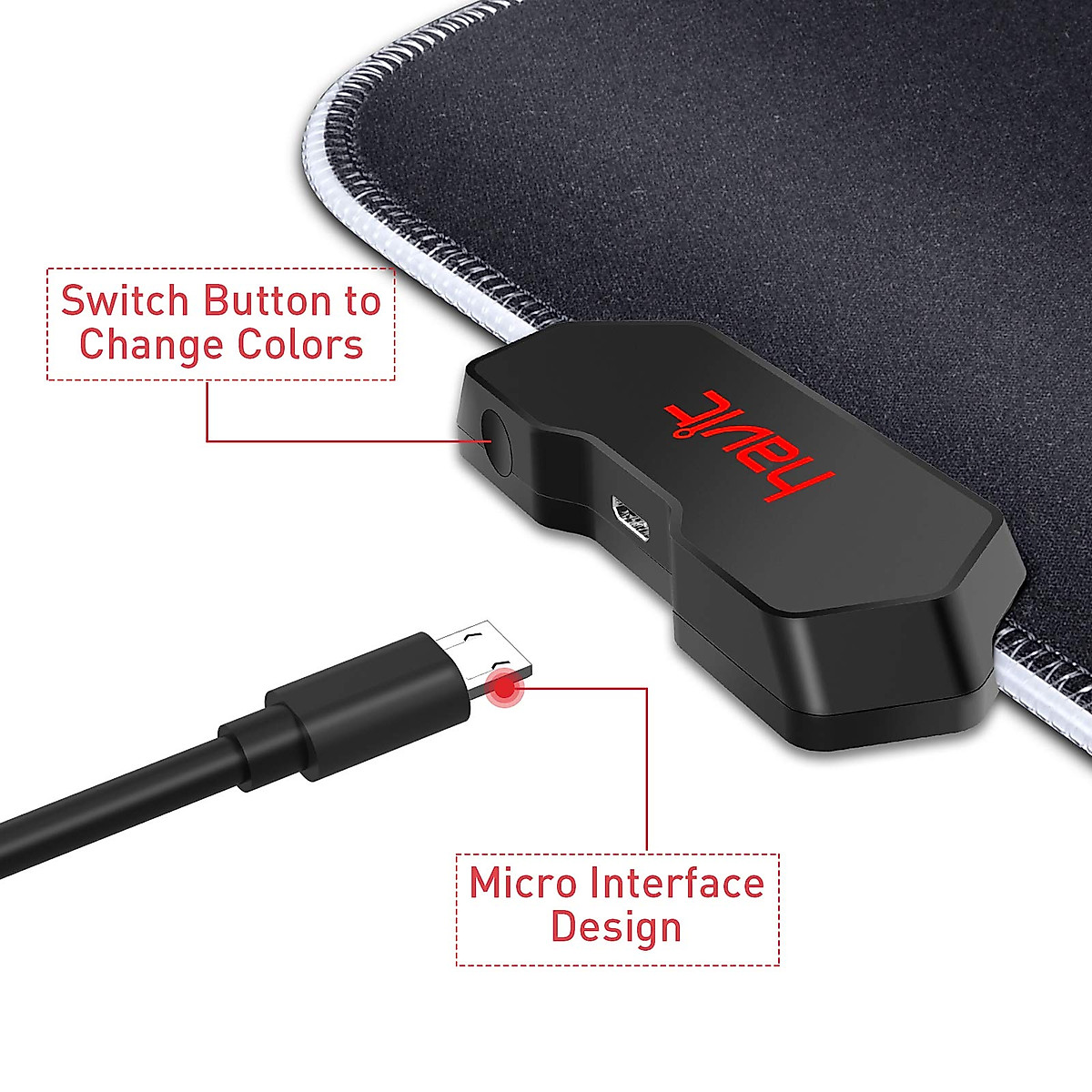 havit RGB Gaming Mouse Pad Soft Non-Slip Rubber Base Mouse Mat for Laptop Computer PC Games (13.8 X 9.8 X 0.16 inches, Black)