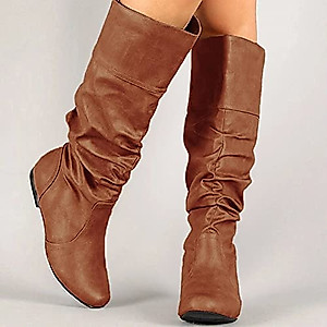 Womens Sandals, Hiking Boots Women Waterproof Women's Wedge Boots Zip Up Boots Low Wedge Booties Tennis Latin Boots Office Shoes for Women Brown