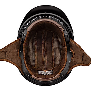 VCAN Cruiser Half Face Motorcycle Helmet with Drop-Down Sun Visor, Removable Peak and Quick Release Buckle