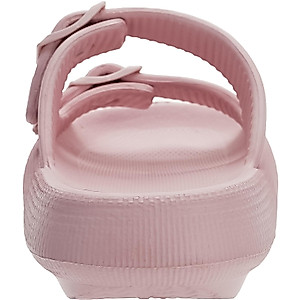 WHITIN Shower Slides Women Men Platform Thick Sole Comfortable Adjustable Double Buckle Slippers Open Toe Massage Sandles Female Bathroom Soft Pillow Sandals Pink