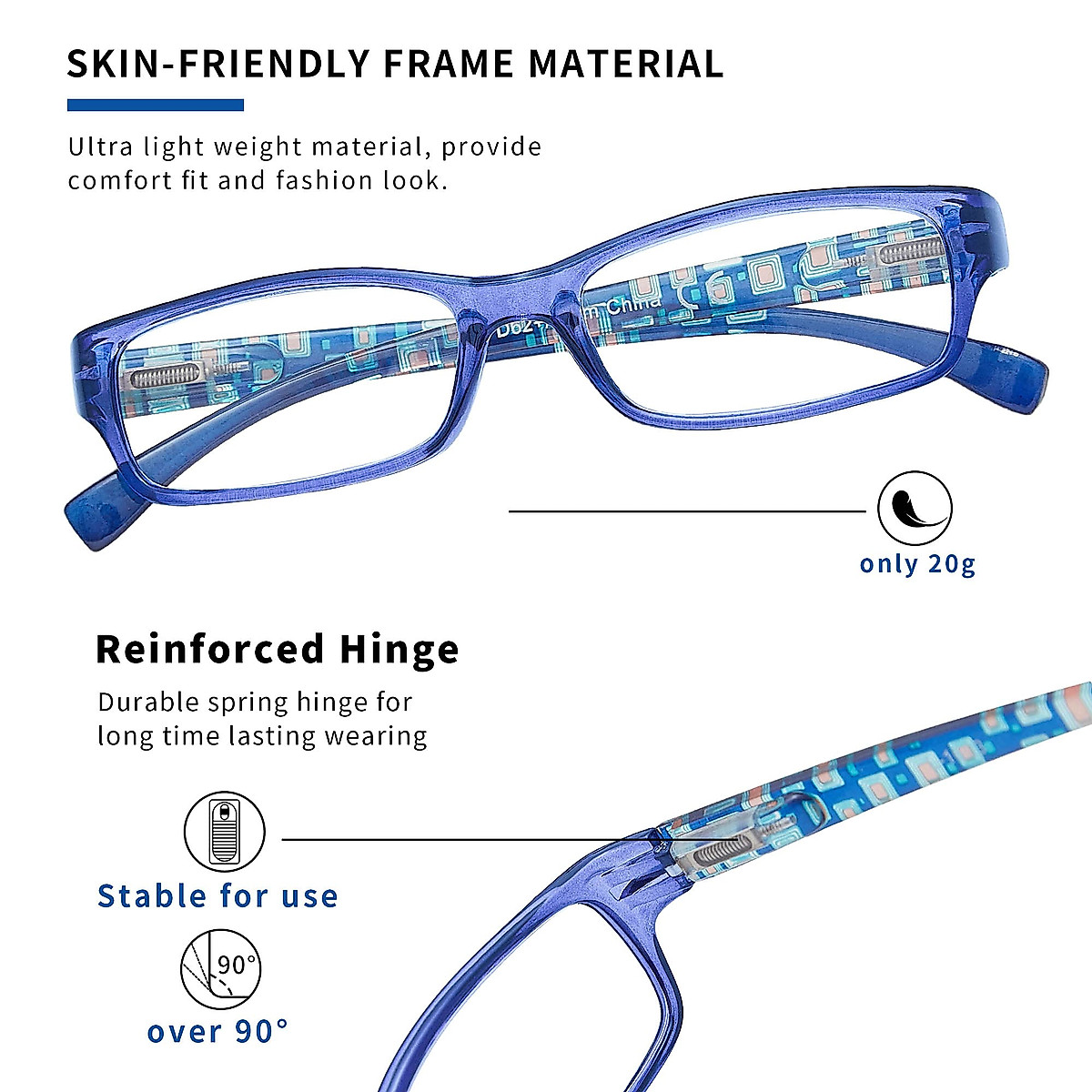 Madison Avenue 4 Pack Multicolor Blue Light Blocking Reading Glasses for Women Spring Hinge +1.5