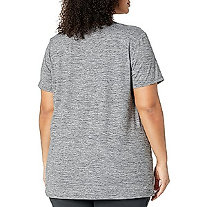Amazon Essentials Women's Tech Stretch Short-Sleeve Crewneck T-Shirt (Available in Plus Size), Pack of 2, Black/Dark Grey Space Dye, X-Large