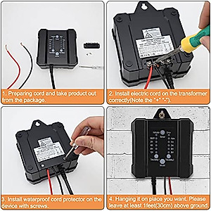 Derekland Low Voltage Transformer, 100W Landscape Lighting Transformer with Timer and Photocell Sensor, Waterproof Dual Output 120V to 12V DC Power Supply for Spotlight Pathway Light Deck Light