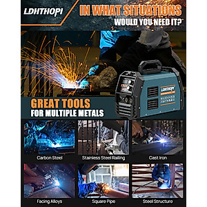 LDHTHOPI 140A MIG Welder, 4-in-1 Flux Core/Solid Wire/Lift TIG/Stick Welder, 110V Gas/Gasless Welder Machine for Home, Car, Yard, Workshop, Farm