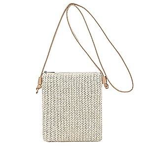 Bycobecy Straw Beach Bag for Women, Small Beach Purse Cute Straw Crossbody Bag, Summer Clutch Purse Straw Shoulder Bag Vacation Straw Handbag (Beige)