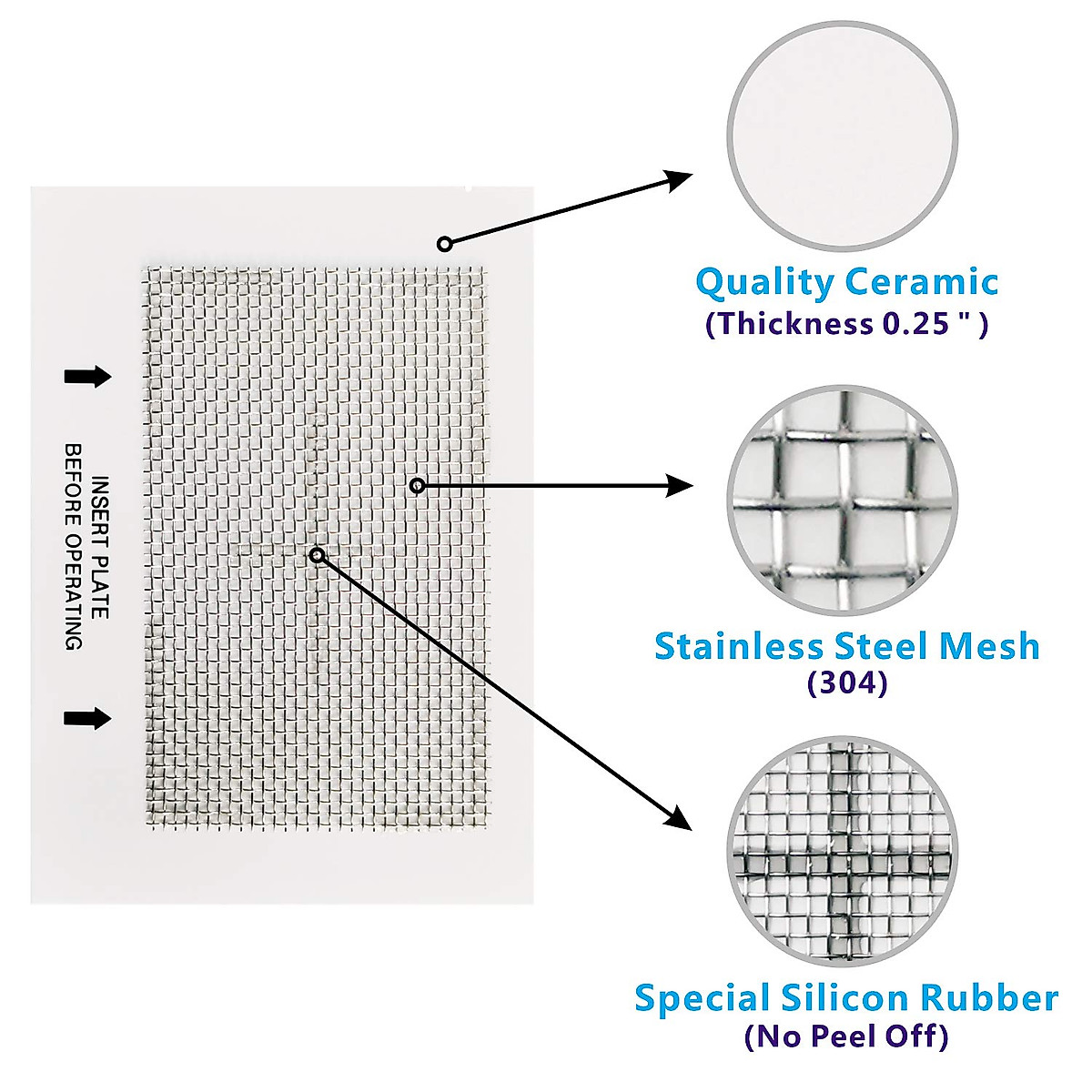 LUFUTATECH Universal Ceramic Ozone Plates for Generic Ozone Generators Washable Purification Air Purifier, 6.5" x 4.5" Inches Replacement Ozone Plates (3 Pack)