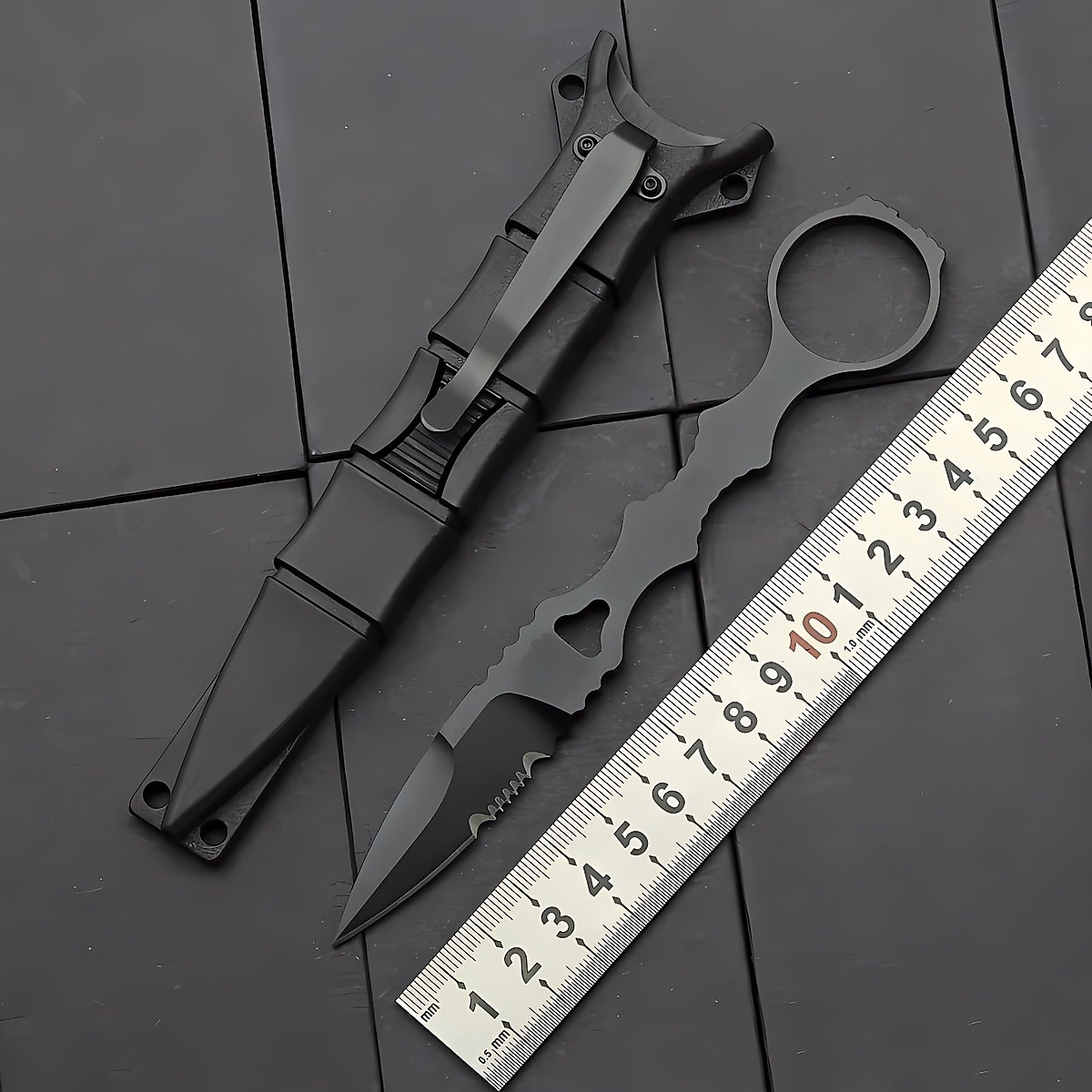 Portable Knife 6.7 Inch 440C Fixed Blade Outdoor Camping Portable Straight Knife With Kydex Sheath The Knife Comes In Black And White (Black)