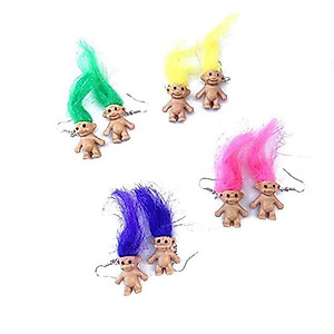 Handmade Ugly Doll Earrings Resin Cool Nostalgic Pendant Dangle Earring Funny Crazy Cartoons Drop Earrings for Women Punk Exaggerated Creative Jewelry(A）