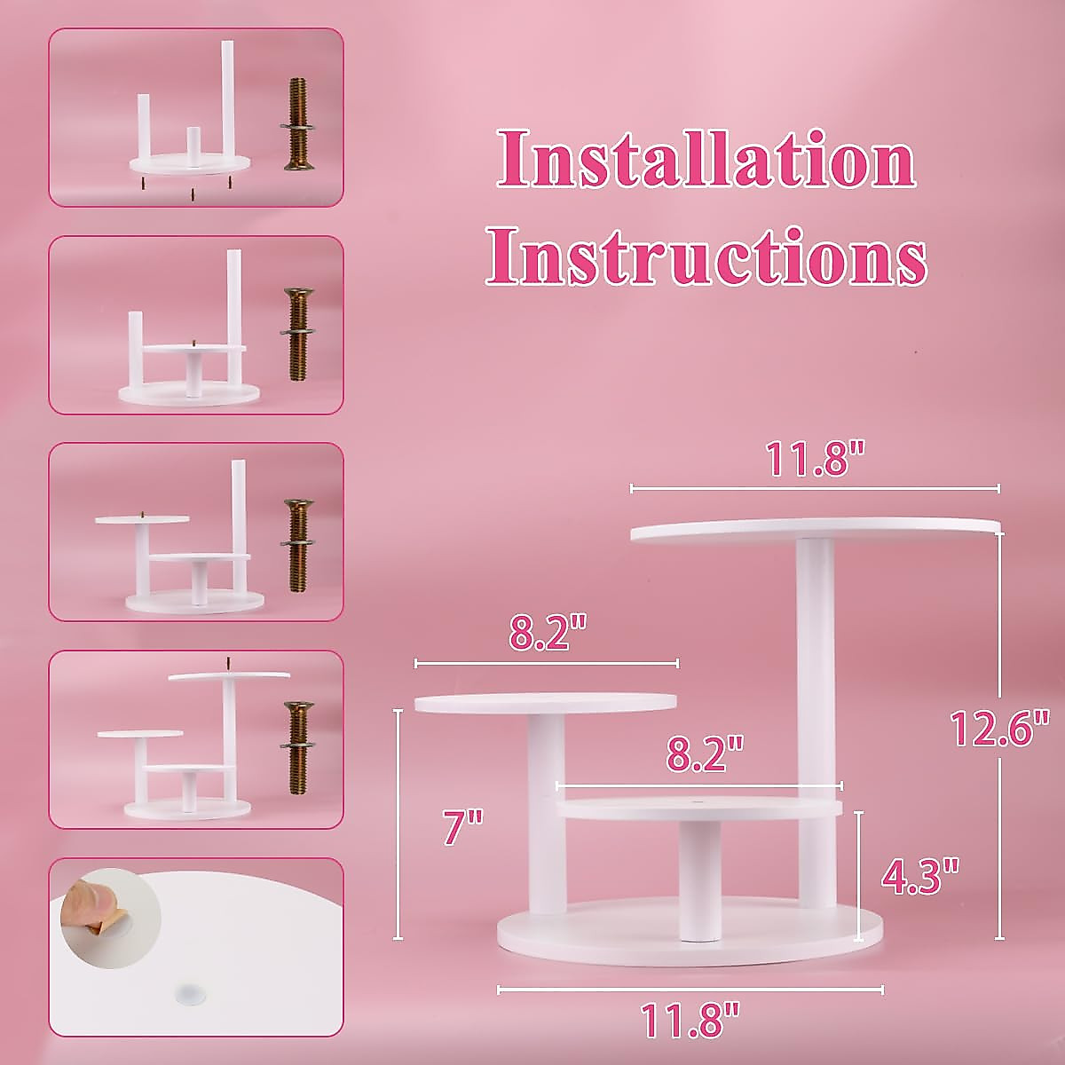 HAPOO Cake Stand 3 Tiered Serving Tray Dessert Stand for Birthday Party Wedding Round Cupcake Display Tower Stand