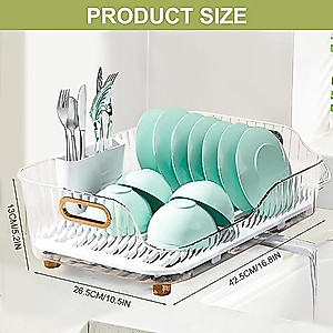 NUKied Dish Drying Rack, Dish Racks for Kitchen Counter, Space-Saving Kitchen Drying Rack with a Cutlery Holder, Drying Rack for Dishes, Knives, Spoons, and Fork