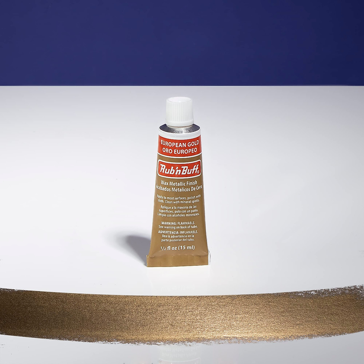 AMACO Rub n Buff Wax Metallic Finish - Rub n Buff European Gold 15ml Tube - Versatile Gilding Wax for Finishing Furniture Antiquing and Restoration - Rub and Buff Colors Single Tube