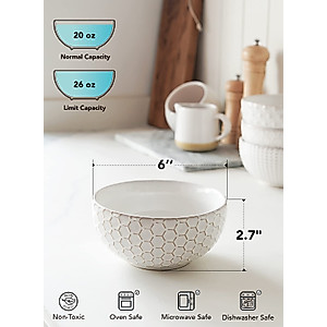 LE TAUCI Cereal bowls 6 inch + Small Bowls 4.5 inch +Cereal bowls 7 inch, Arctic White