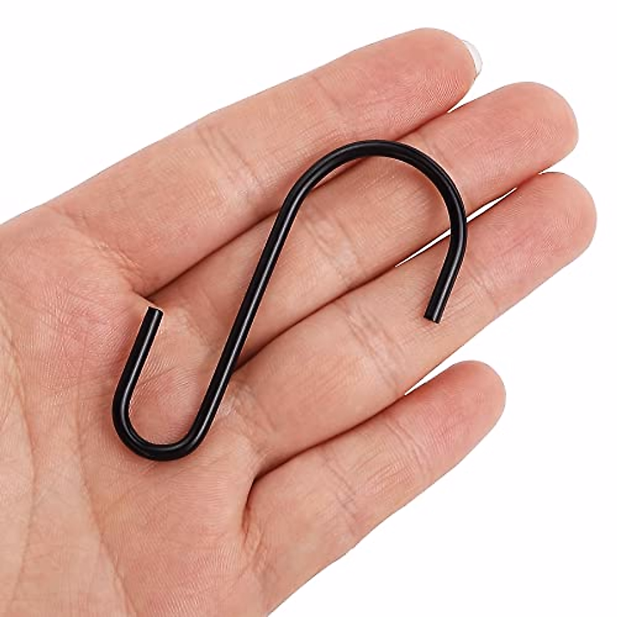 Rivexy 20 Pack Black S Hooks for Hanging Plants, S Hooks for Hanging Clothes, Stainless Steel S Hooks Heavy Duty, Durable S Shaped Hooks for Kitchen, Small S Hooks for Hanging Heavy Duty, Closet Hooks