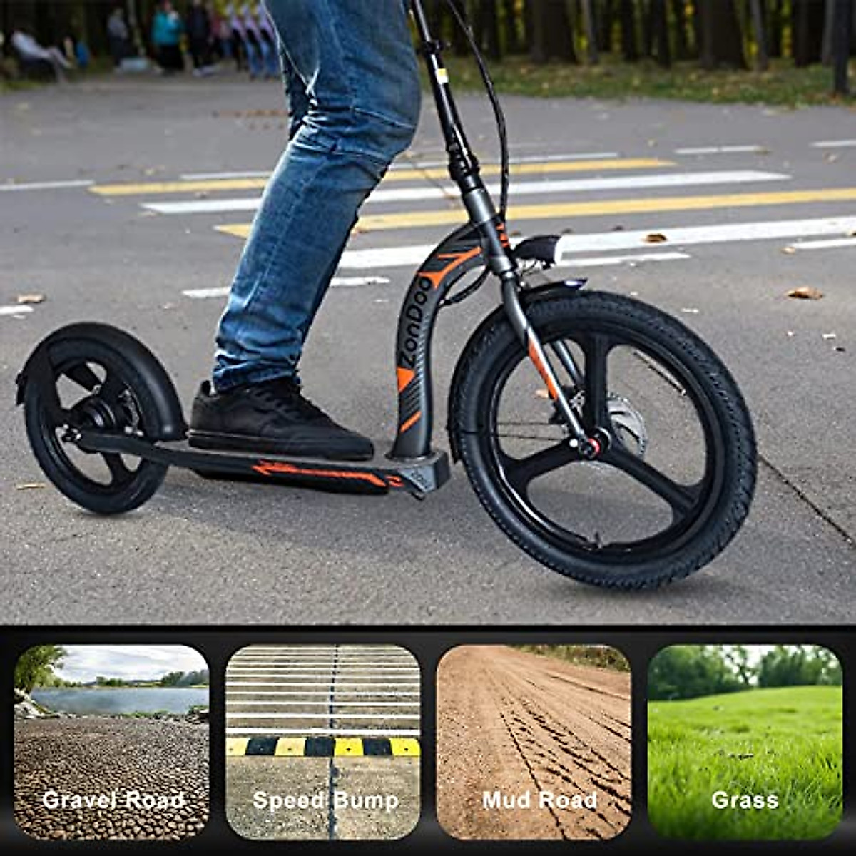 ZonDoo ZO02 Electric Scooter for Adults - 25 Miles Long Range & 20Mph Folding Commuter Electric Scooter - Big Fat Tire Bike Stylish Electric Scooter for Adults(Yellow)