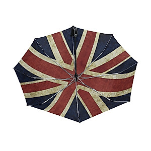 WOZO Vintage Union Jack British 3 Folds Auto Open Close Umbrella