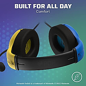 PDP Gaming LVL40 Stereo Headset with Mic for Nintendo Switch - PC, iPad, Mac, Laptop Compatible - Noise Cancelling Microphone, Lightweight, Soft Comfort On Ear Headphones, 3.5mm jack - Yellow & Blue
