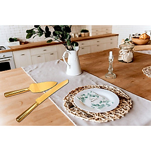 FashionCraft 2526 Simple Elegance Classic Gold Stainless Steel Cake Knife Set, One Size, Gold