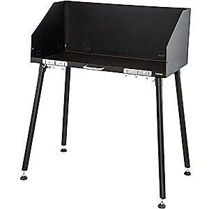 VEVOR Carbon Steel Camp Cooking Table 38 x 16 Inch with Three-Sided Windscreen and Legs for Outdoor Food Preparation and Dutch Oven