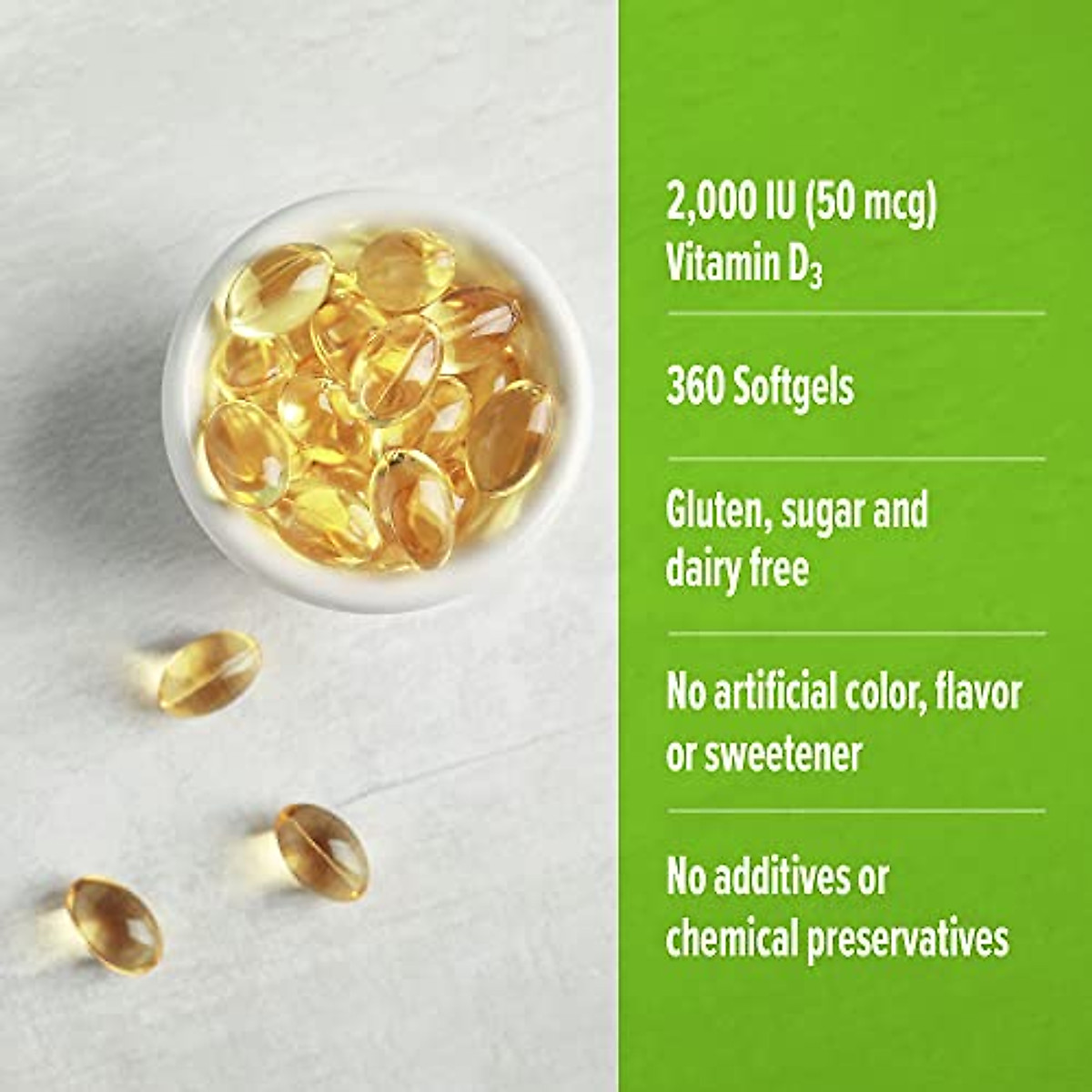 ORZAX Vitamin D3 2000 iu Softgels, 360 Days Supply, Supports Immune System & Bone Healths, Mood Booster D3 Vitamin, Gluten-Free, 50 mcg, 360 Mini Softgel