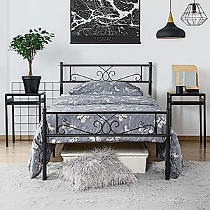 Yaheetech Twin Size Bed Frames/Metal Platform Bed with Headboard and Footboard/No Box Spring Needed/Easy Assembly, Black