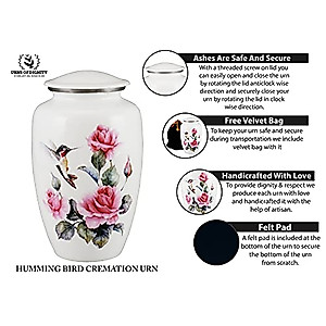 Humming Bird Cremation URNS,URN for Human Ashes, Adult URN for Funeral, Burial, Columbarium or Home, Cremation Urns for Human Ashes Adult 200 Cubic Inches:- with Velvet Bag