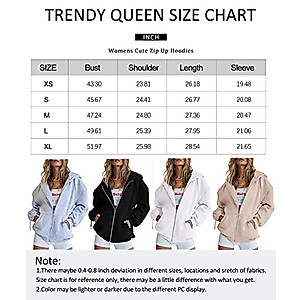 Trendy Queen Hoodies for Women Fall Clothes 2023 Zip up Oversized Sweatshirt Fleece Jackets Long Sleeve Comfy Winter Clothes Teen Girls Fashion Cute Y2K Clothing Grey