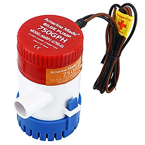 Amarine Made Bilge Pump, 12v Boat Pump 750gph Marine Boat Bilge Pumps, Submersible Boat Water Pump for Ponds, Pools, Fishing Boats, RV and Marine Use