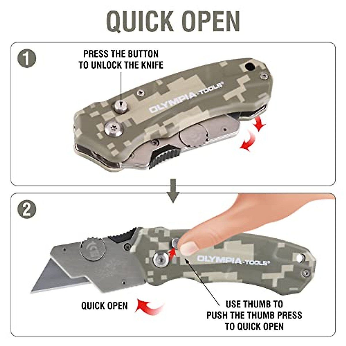 Olympia Tools 33-209 Design Folding Utility Knife, Digital Camo