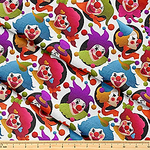 Fabric by The Yard [ 58" inches x 1 Yard ] Decorative Fabric for Sewing Quilting Apparel Crafts Home Decor Accents (Colorful Clowns Wearing Funny Pattern)