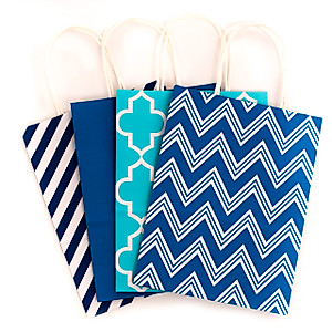 Hallmark 10" Medium Gift Bag Assortment, Pack of 12 in Kraft, Grey, Black, Pink, Blue - Solids and Patterns for Birthdays, Baby Showers, Bridal Showers or Any Occasion