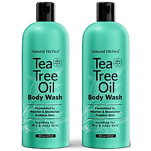 Natural Riches Tea Tree Oil Body Wash, 2x16 fl oz - Soothing, Calming, and Hydrating for Normal, Combination, Sensitive, Oily, and Dry sensitive skin bodywash
