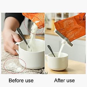 10 Pcs Pouring Clips Food Sealing Clip Chip Bag with Lid, Food Storage Clips with Pour Spout for Sealing Package Coffee Sugar Cereal Washing powder Whipping Cream with Sealing Rotation Cover Grey