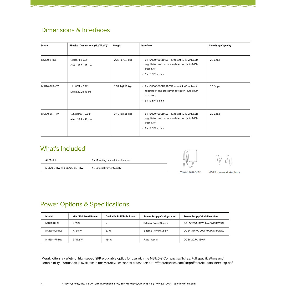 MS120-8LP-HW Cisco Meraki Cloud Managed Network Switch NO License