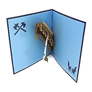 PopLife Norse Viking Ship 3D Pop Up Card for All Occasions - Happy Anniversary Pop Up Father's Day Card, Pop Up Birthday Card for Men, Retirement Card - for Dad, for Husband, for Son, for Grandpa