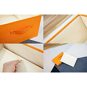 ALYER Collapsible Fabric Storage Organizer with Handles ,Shelf Bins Box Container for Bedroom Office Closet Babies Nursery Toys Books Clothes (Orange)