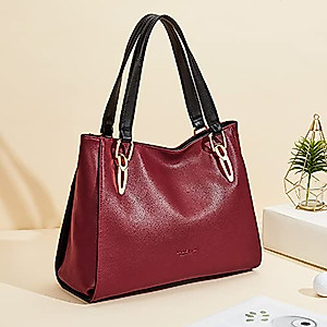 Cow Leather Tote Handbags for Women Top-handle Purse Lady Pocketbooks Shoulder Bags Work Tote Bags