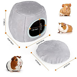 ONEJU Guinea Pig Bed, Guinea Pig Hideout, Rabbit Bed, Bunny Hideout, Guinea Pig Cage Accessories for Guinea Pig, Bunny, Hamster, Chinchilla, Ferry, Rabbit and Other Small Animals - Gray