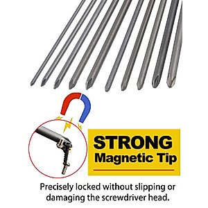 Rocaris 5 Pack Extra Long Phillips Screwdriver Bit Sets, 1/4 Inch Hex Shank Magnetic Screwdriver Bits Cross Head S2, 12 Inch