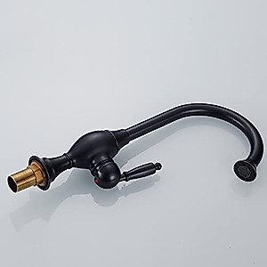 Kitchen Faucet Single Handle 360° Rotation Kitchen Sink Faucet Deck Mounted Hot and Cold Water Kitchen Faucets Brass Black Commercial Kitchen Sink Taps Heavy Duty