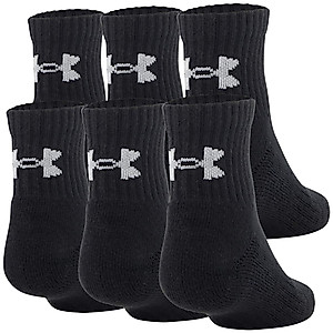 Under Armour Youth Training Cotton Quarter Socks, Multipairs , Black (6-Pairs) , Small