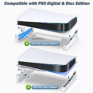 OIVO PS5 Horizontal Stand, PS5 Accessories Base Stand Compatible with Playstation 5 Console Disc & Digital Editions, Upgraded PS5 Desk Stand with Screw Fixing (White)