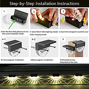 Solar Deck Lights, Outdoor Waterproof Led Solar Fence Lights,Solar Step Lights,Warm White/Color Glow Outdoor Lighting for Backyard,Patio Outside Stairs,Yard,Railing Lights 12 Pack