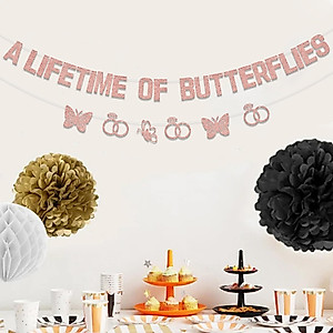 Rose Gold Glitter Butterfly Themed Bridal Shower Party Decorations, A Lifetime Of Butterflies Banner, Butterflies Bachelorette Decoration, Butterfly Theme Engagement Wedding Bachelorette Party Supplies