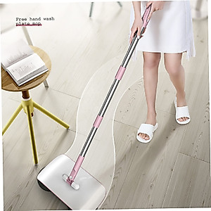 Naisicore Hand Push Sweeper, 3 in 1 Manual Mop Vacuum Cleaner, Sweeping Mop Crumb Sweeper, Home Cleaning Tool for Sweeping Mopping Hardwood Surfaces,Wood Floors (Pink)